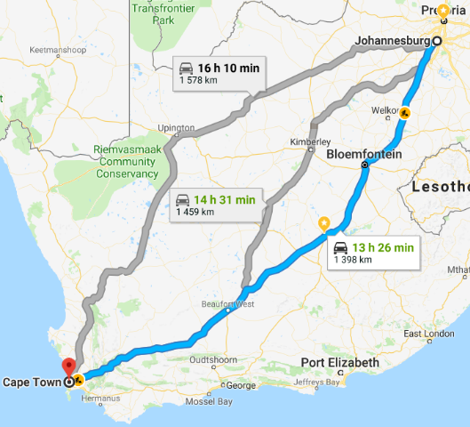 Best, affordable routes from Johannesburg to Cape Town - Car Ownership ...